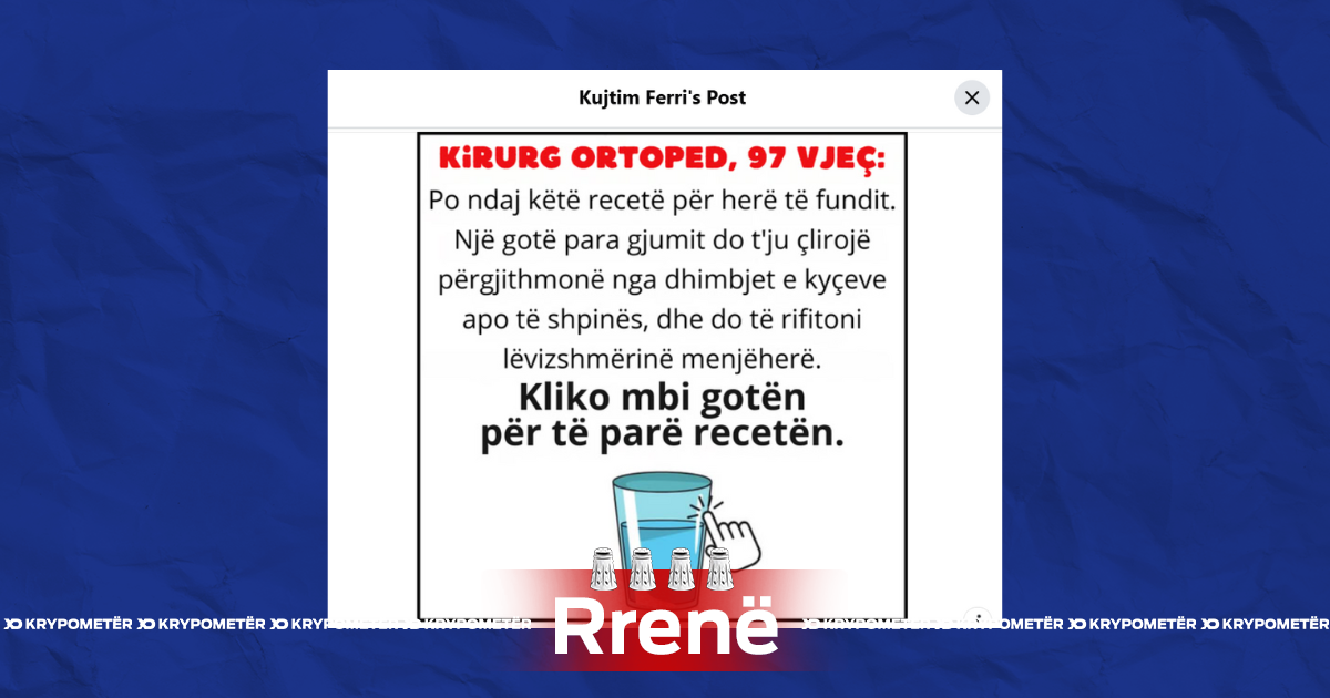 Mjeku imagjinar që rekomandon produkte të dyshimta për shërim të kyçeve ...